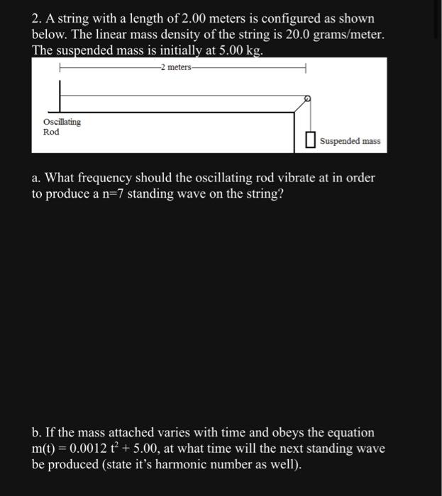 Solved 2. A string with a length of 2.00 meters is | Chegg.com