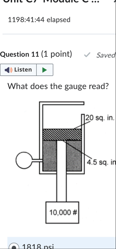 Solved 1198:41:44 ﻿elapsedQuestion 11 (1 ﻿point) ﻿SavedWhat | Chegg.com