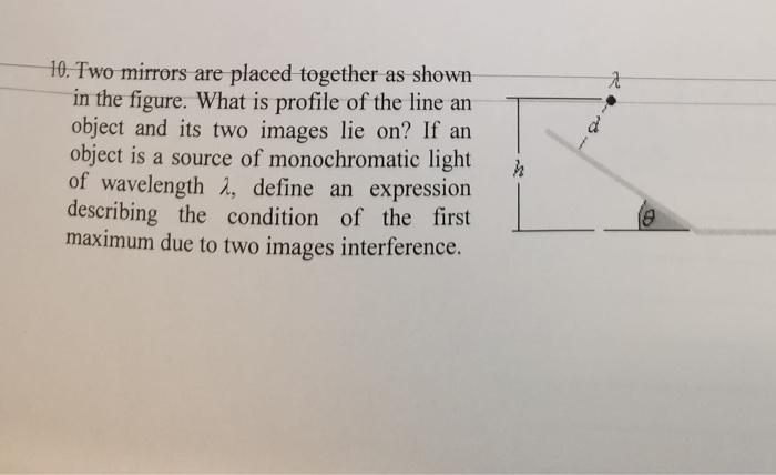 Solved à 10. Two mirrors are placed together as shown in the | Chegg.com