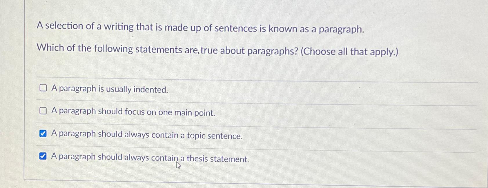 Solved A selection of a writing that is made up of sentences | Chegg.com