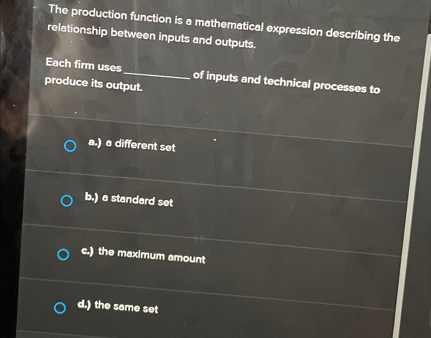 Solved The production function is a mathematical expression | Chegg.com