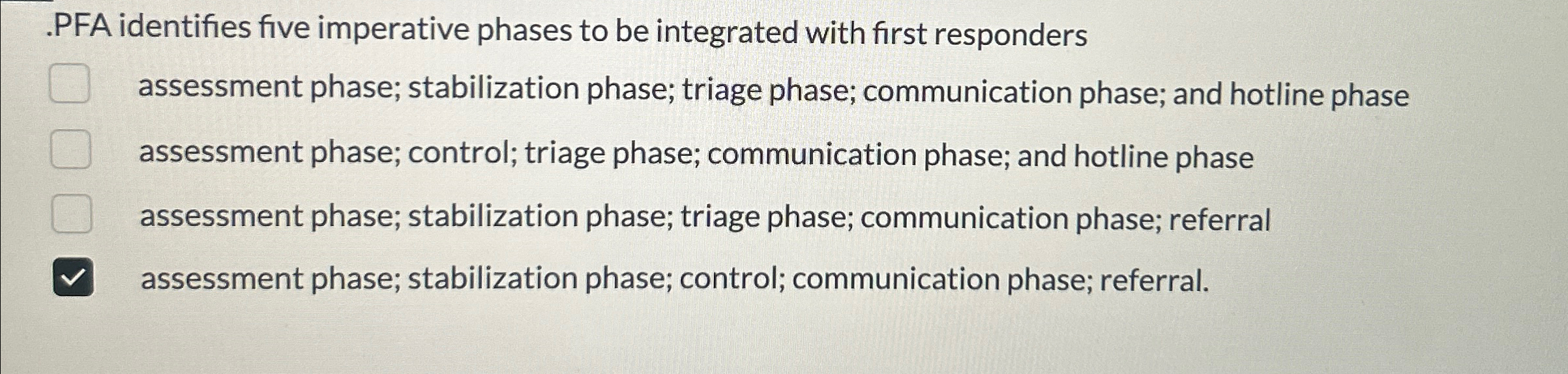 Solved .PFA identifies five imperative phases to be | Chegg.com