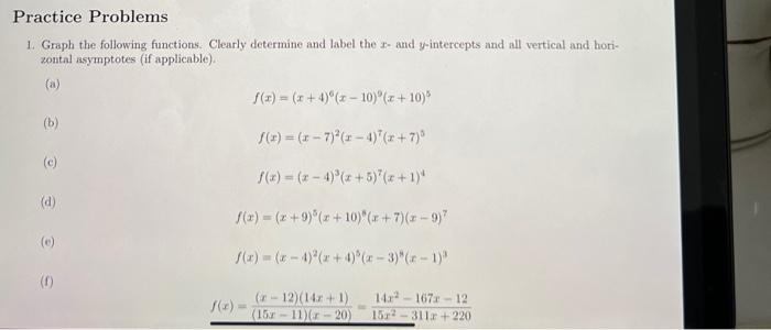 Solved 1. Graph the following functions. Clearly determine | Chegg.com