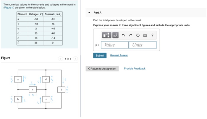 Solved The numerical values for the currents and voltages in | Chegg.com