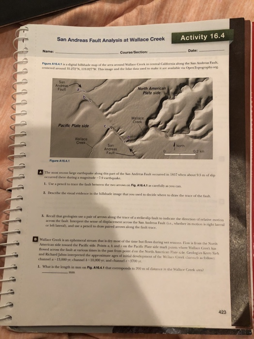 Solved San Andreas Fault Analysis at Wallace Creek Activity | Chegg.com