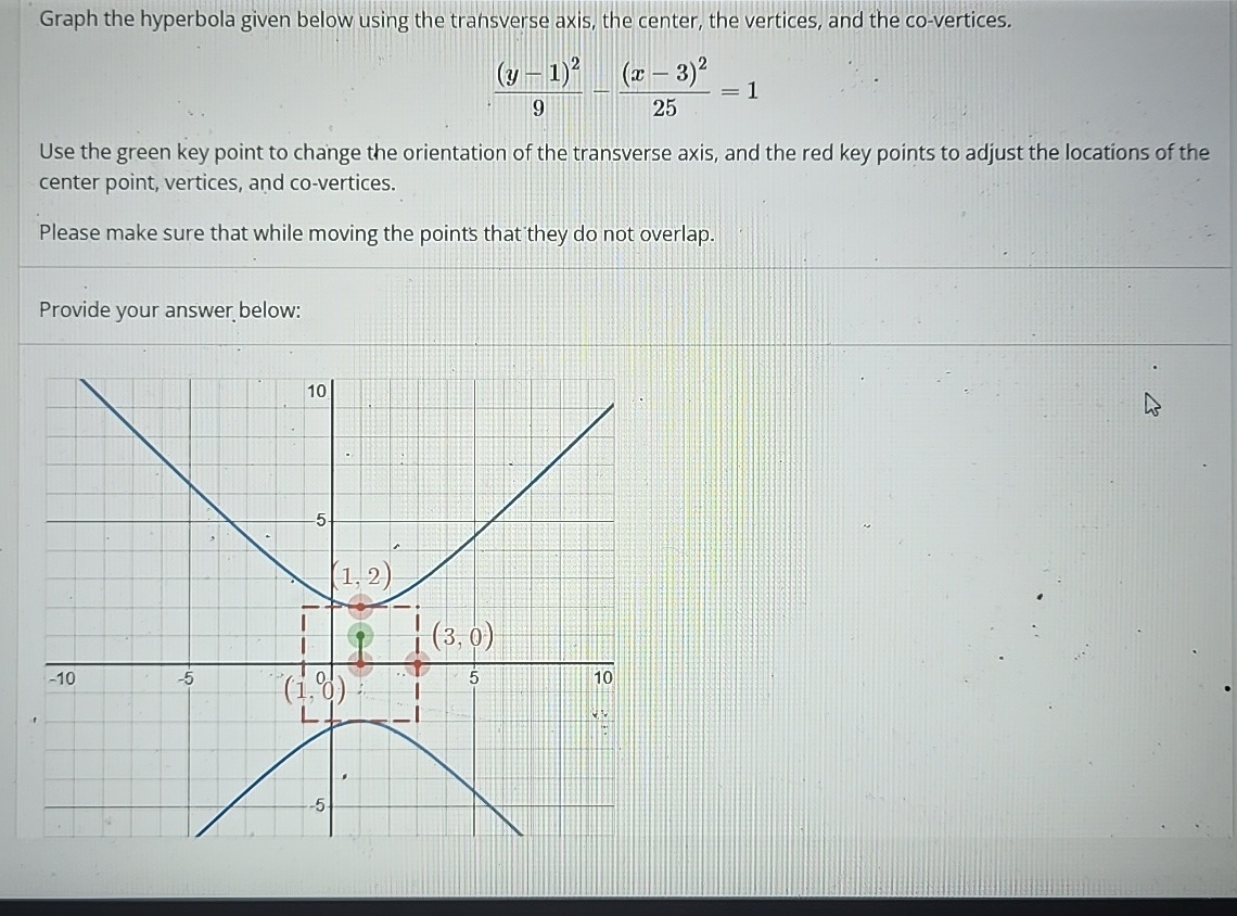 Solved Graph the hyperbola given below using the transverse | Chegg.com