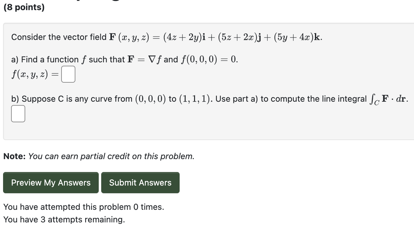 Solved (8 ﻿points)Consider the vector field | Chegg.com