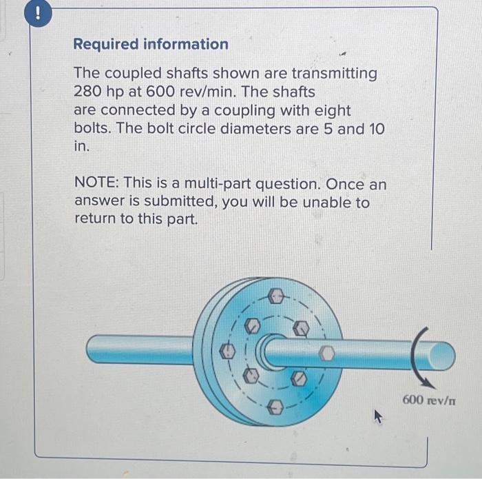 Solved Required information The coupled shafts shown are | Chegg.com
