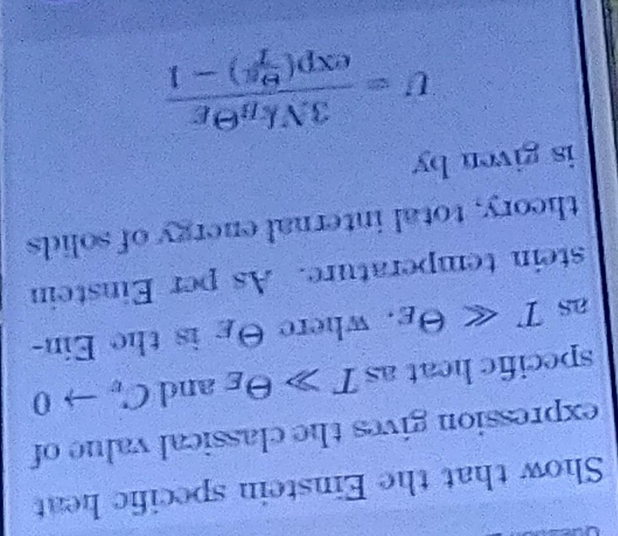 Solved Show that the Emstein specific heat expression gives | Chegg.com