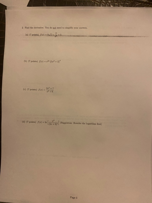 Solved 1. (a) (3 points) State the limit definition of the | Chegg.com