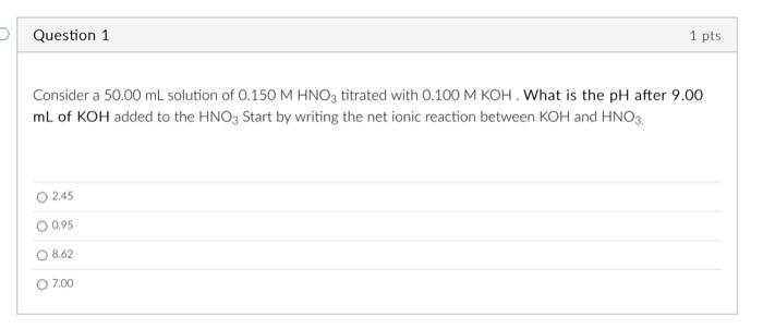 Solved Consider a 50.00 mL solution of 0.150MHNO3 titrated | Chegg.com
