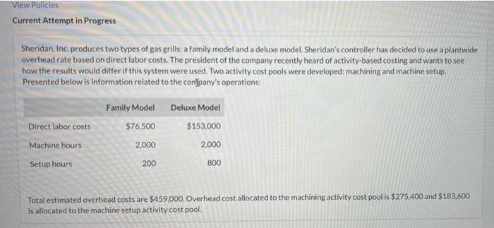 Solved View Policies Current Attempt in Progress Sheridan, | Chegg.com