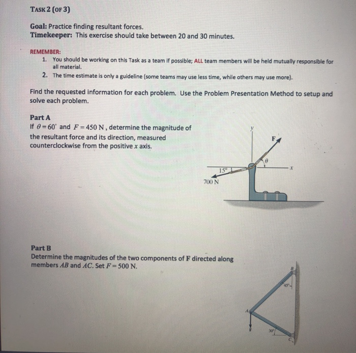 Solved TASK 2 (of 3) Goal: Practice finding resultant | Chegg.com