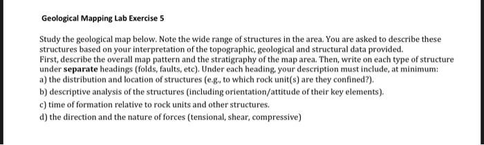 Solved Geological Mapping Lab Exercise 5 Study the | Chegg.com