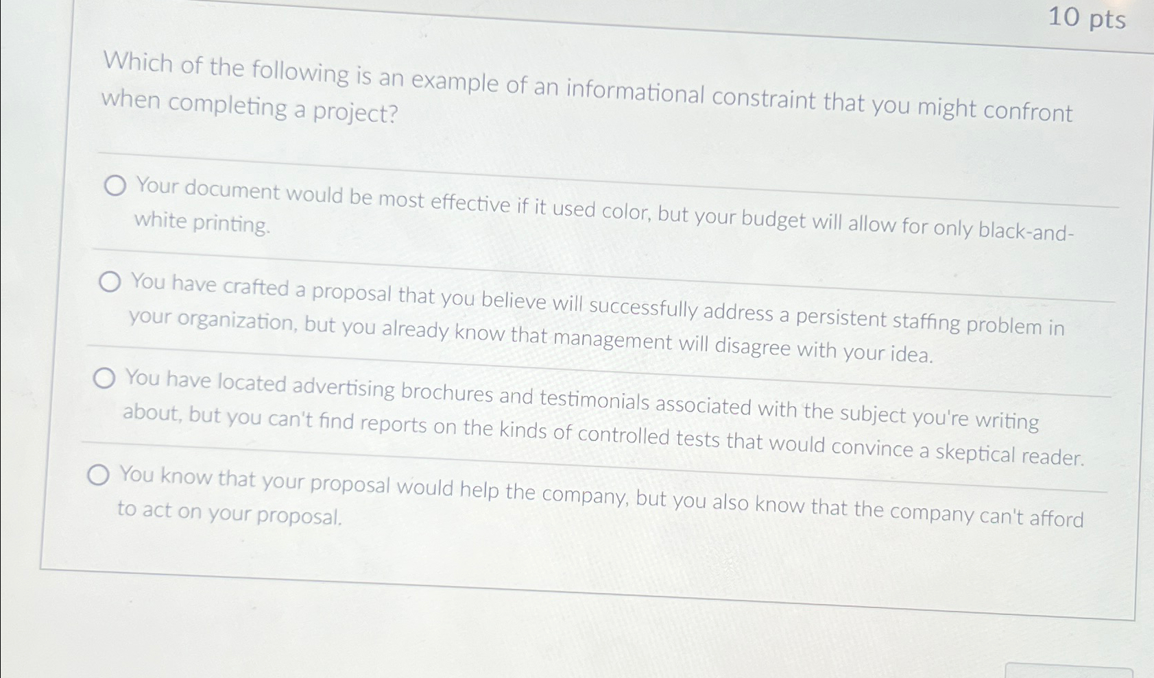 Solved 10 ﻿ptsWhich of the following is an example of an | Chegg.com