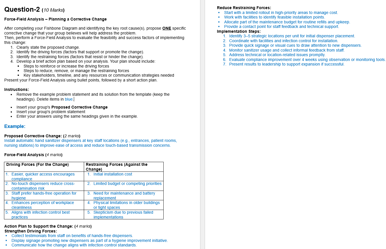 Solved Question-2 (10 ﻿Marks) ﻿Force-Field Analysis – | Chegg.com