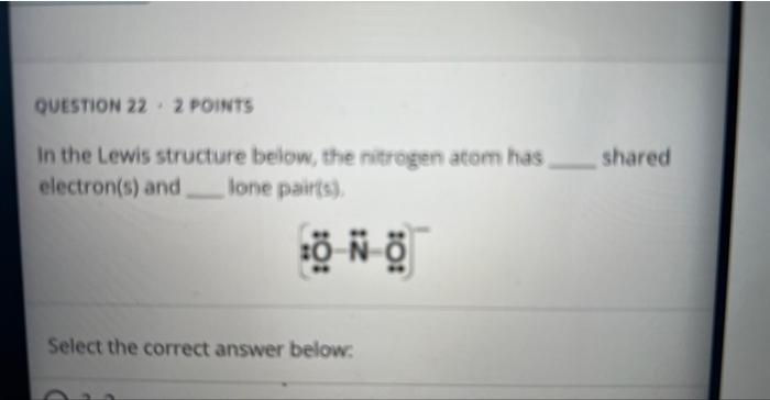 Solved In the Lewis structure below, the nitrogen atom has | Chegg.com