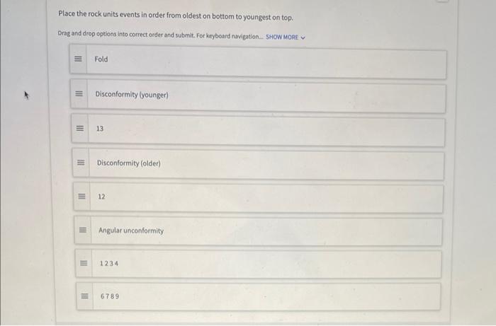 Place the rock units events in order from oldest on | Chegg.com