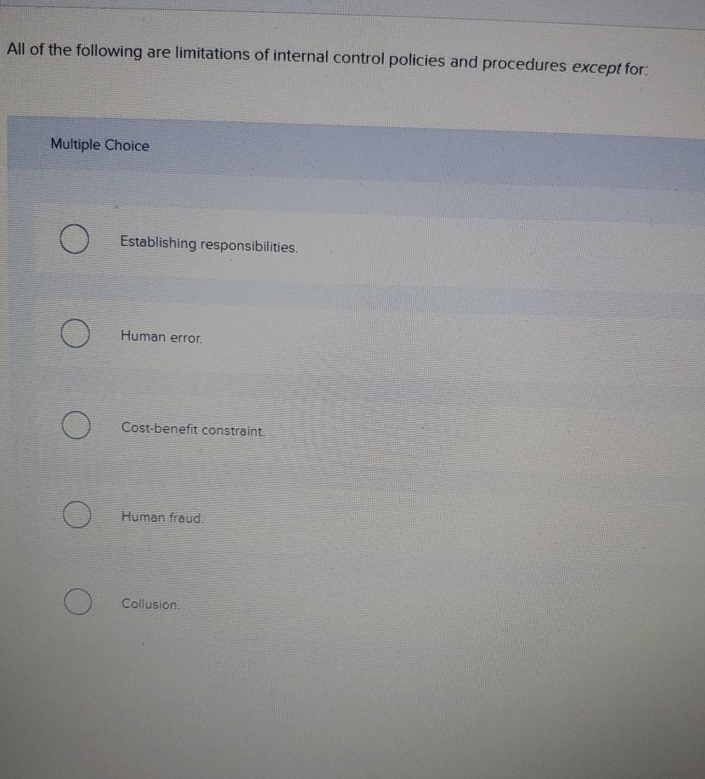 Solved All of the following are limitations of internal | Chegg.com