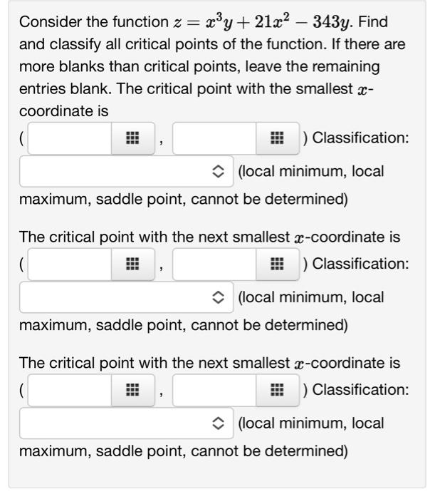 Solved Find the critical point of the function | Chegg.com