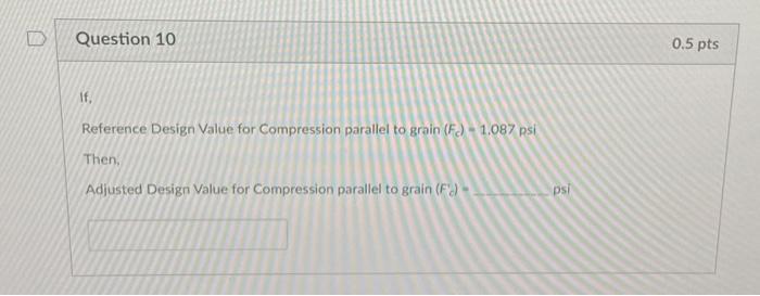 Reference Design Value for Compression parallel to | Chegg.com