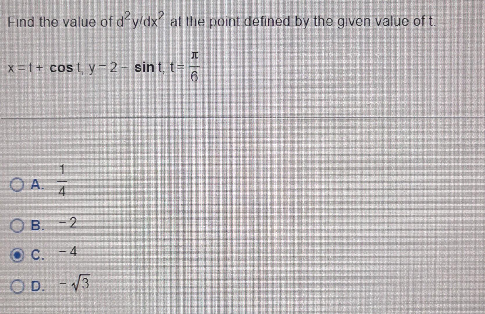 Solved Find the value of d2y/dx2 at the point defined by the | Chegg.com
