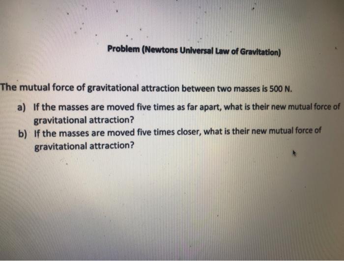 Solved Problem (Newtons Universal Law of Gravitation) The | Chegg.com