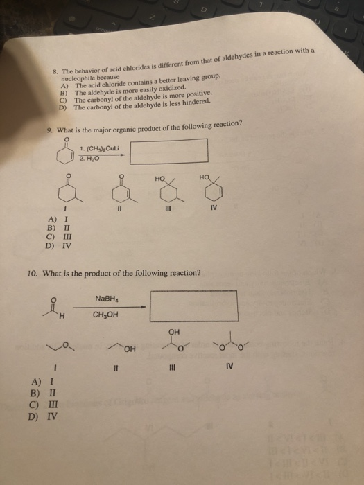 Solved The behavior of acid chlorides is different from that | Chegg.com