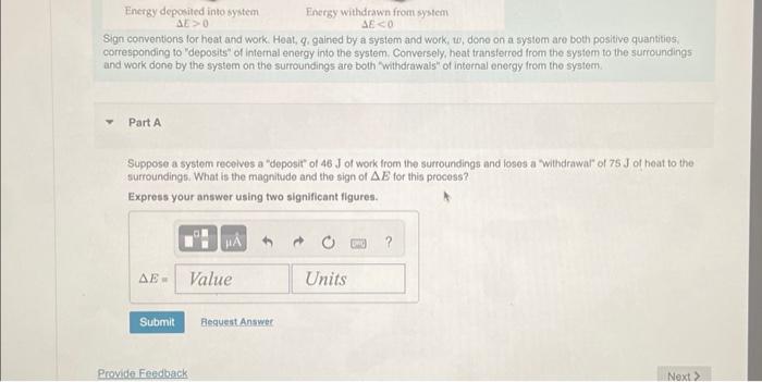 Solved Sign conventions for heat and work. Heat, q. gained | Chegg.com
