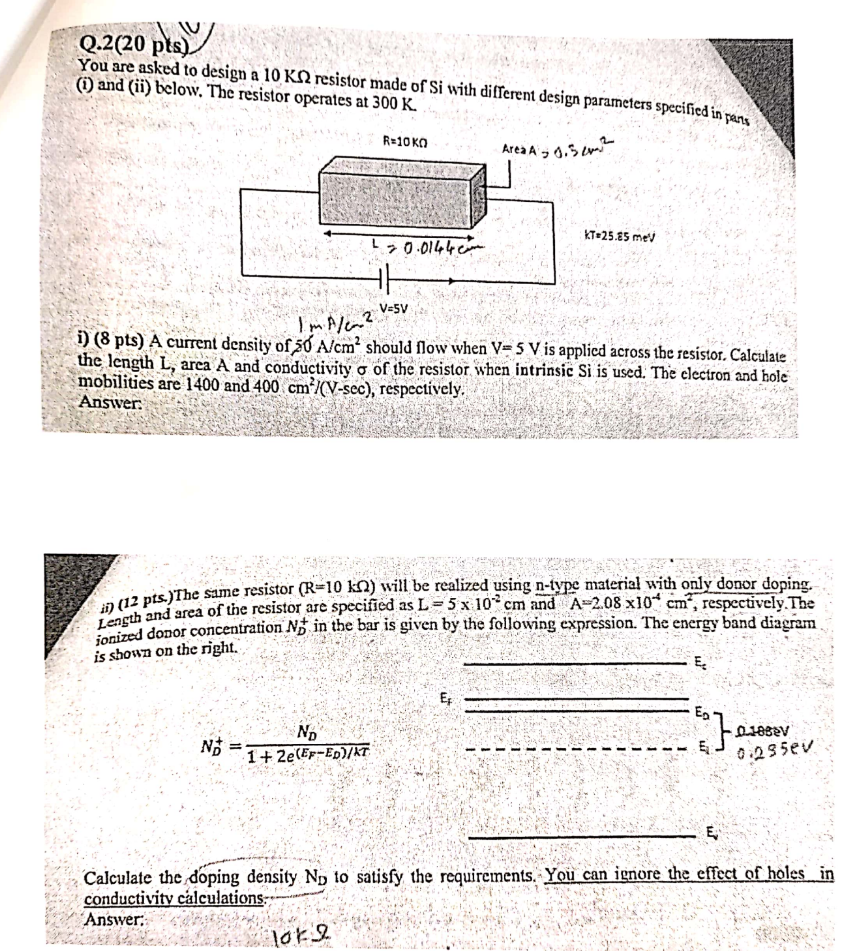 Solved by an EXPERT Q. ﻿ pts)You are asked to design a 10KΩ ﻿resistor | Chegg.com