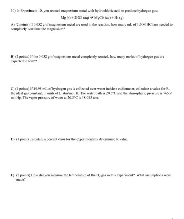 Solved 1) (4 points) Balance each of the following chemical | Chegg.com