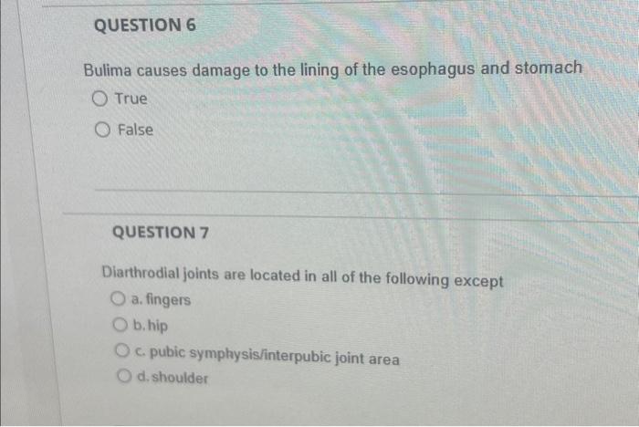 Solved Bulima causes damage to the lining of the esophagus | Chegg.com