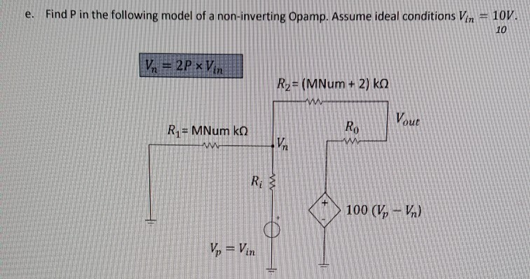 Solved e. Find P in the following model of a non-inverting | Chegg.com