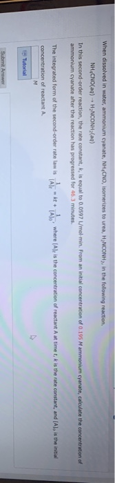 Solved When dissolved in water, ammonium cyanate, NH4CNO, | Chegg.com