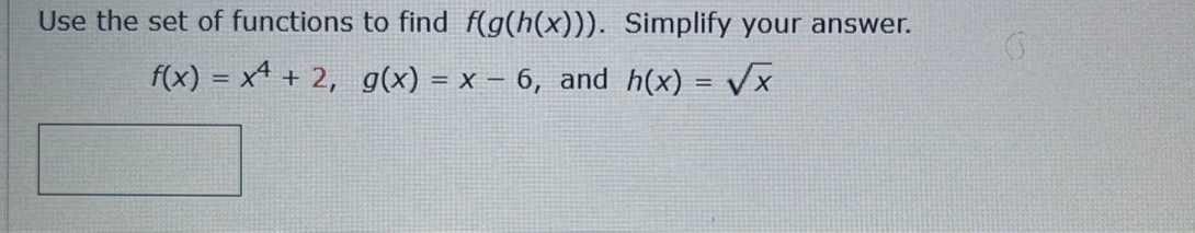 Solved Use The Set Of Functions To Find F G H X