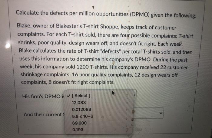 Solved Calculate the defects per million opportunities | Chegg.com