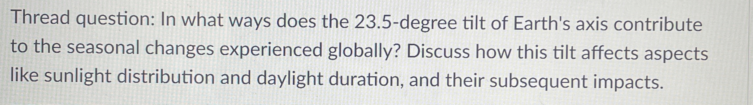 Solved Thread question: In what ways does the 23.5-degree | Chegg.com