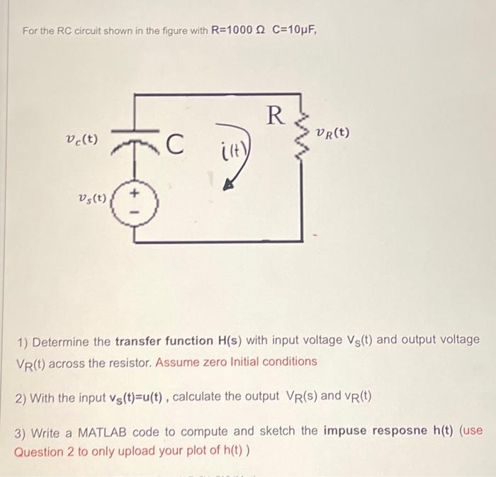 Solved For the RC circuit shown in the figure with | Chegg.com