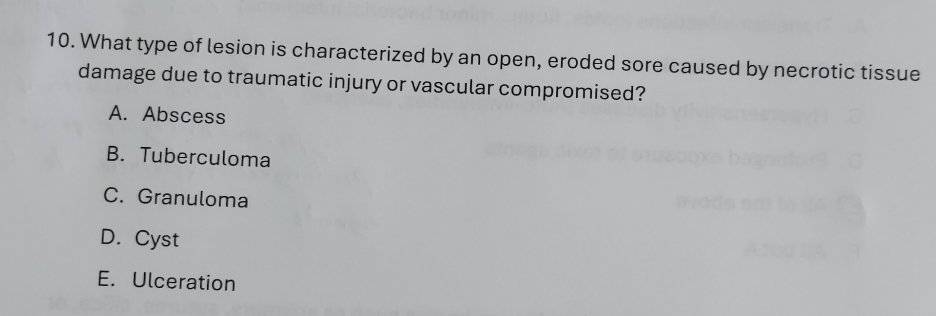 Solved What type of lesion is characterized by an open, | Chegg.com