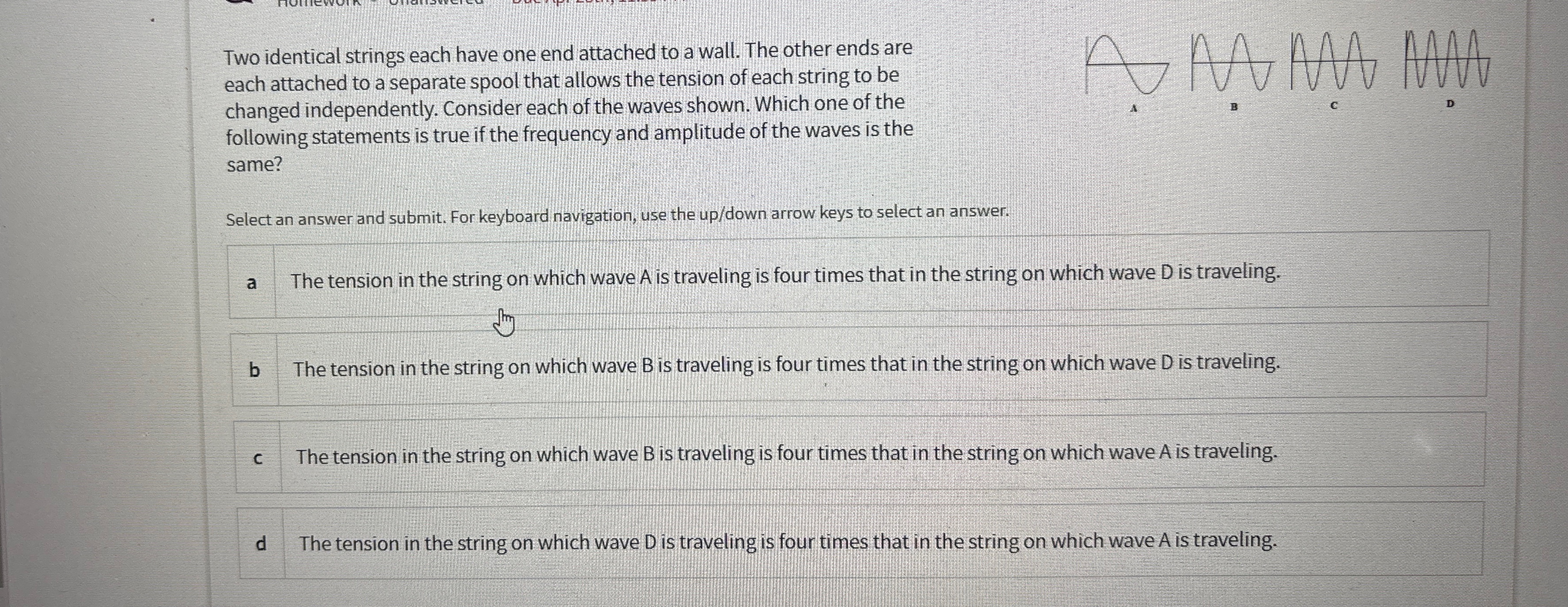 Solved Two identical strings each have one end attached to a | Chegg.com