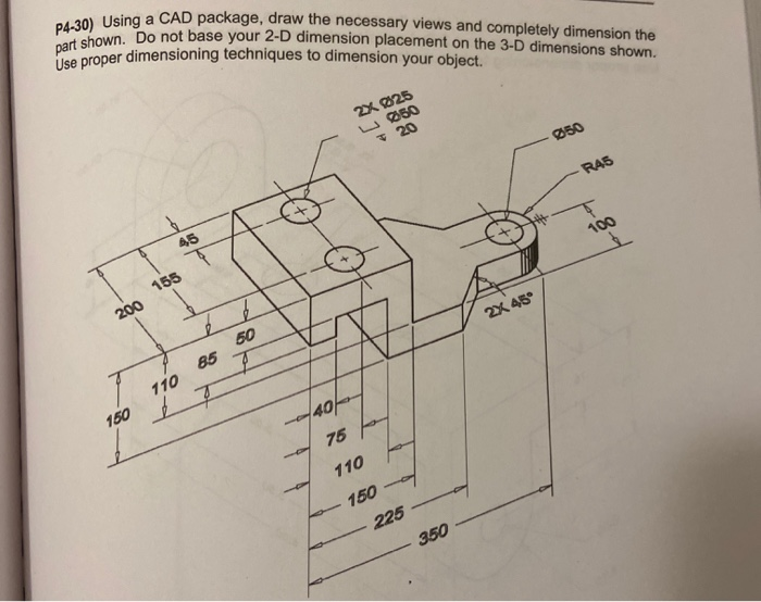 Solved P4-30) Using a CAD package, draw the necessary views | Chegg.com