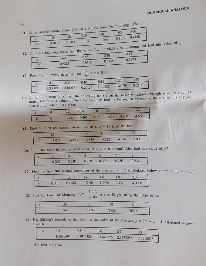 Solved NUMERICAL ANALYSIS17611. ﻿Using Bessel's formula find | Chegg.com