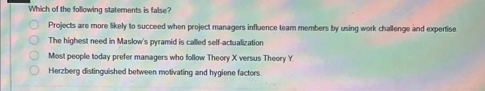 Solved Which of the following statements is false?Projects | Chegg.com
