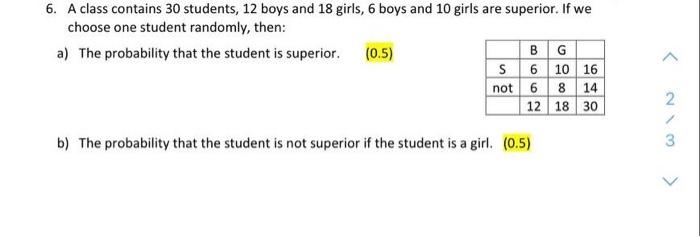 Solved 6. A class contains 30 students, 12 boys and 18 | Chegg.com