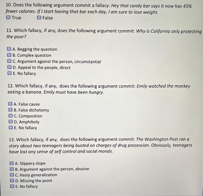 10. Does the following argument commit a fallacy: Hey | Chegg.com