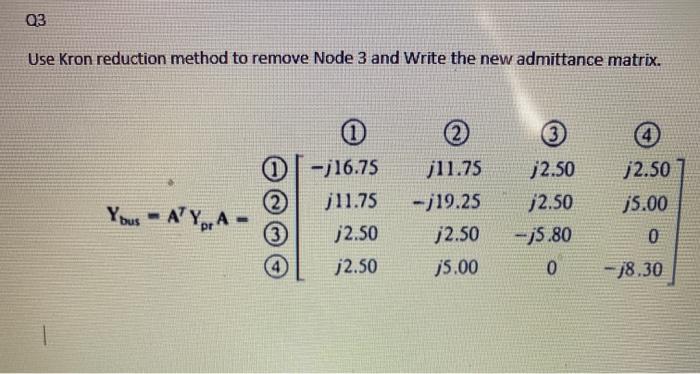 Solved Q3 Use Kron reduction method to remove Node 3 and | Chegg.com