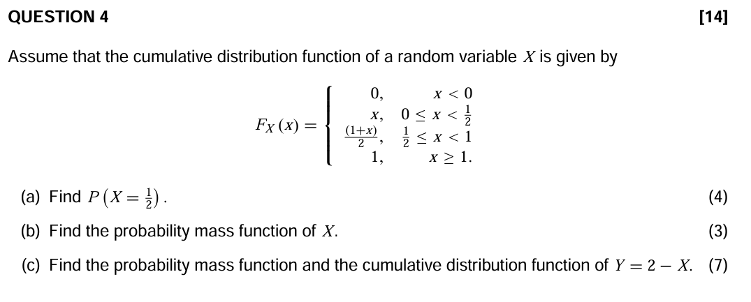 Solved Assume that the cumulative distribution function of a | Chegg.com