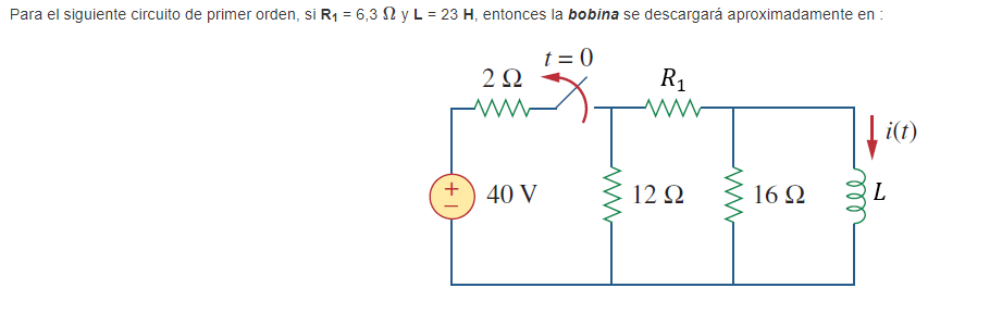 Solved Para el siguiente circuito de primer orden, si | Chegg.com