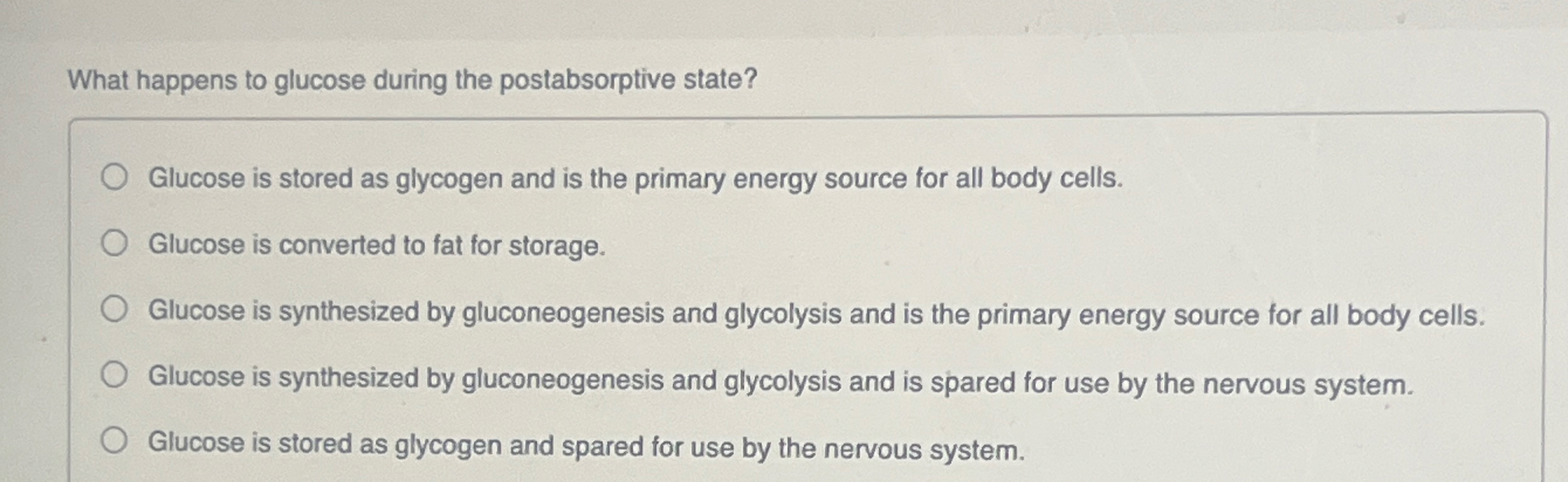 Solved What happens to glucose during the postabsorptive | Chegg.com