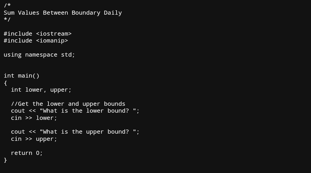 Solved Sum Values Between Boundaries Overview For this | Chegg.com Solved Sum Values Between Boundaries Overview For this | Chegg.com